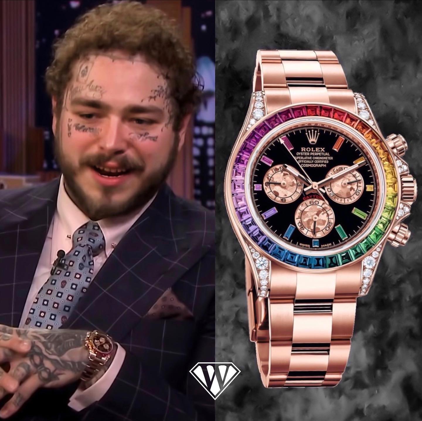 Post Malone Rolex Daytona Rainbow - Superwatchman.com